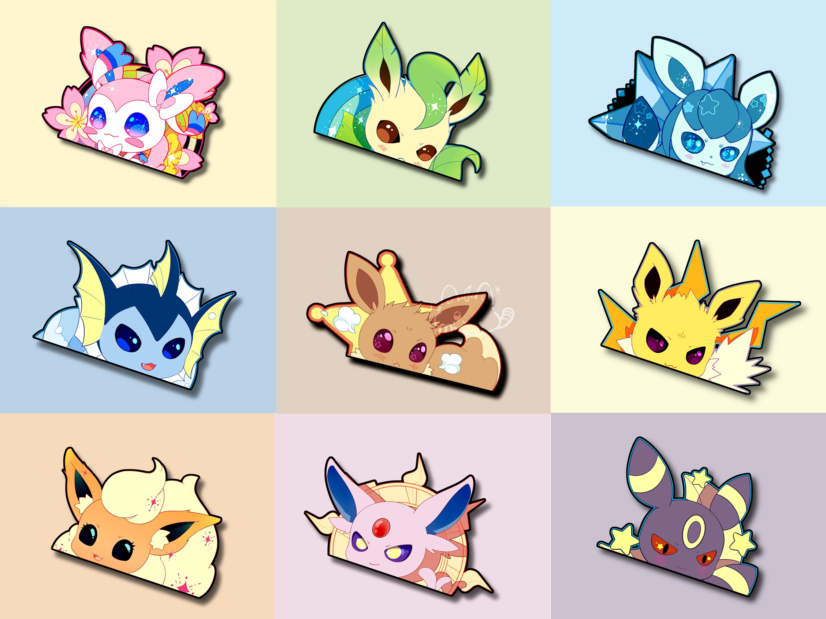 Eeveelution Peekers | Eevee | Sylveon | Umbreon | Reflective | Peeker ...